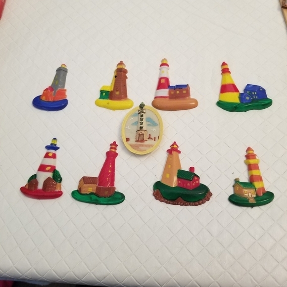 Kitchen | 8 Vintage Lighthouse Set Refrigerator Magnets Plastic Retro ...